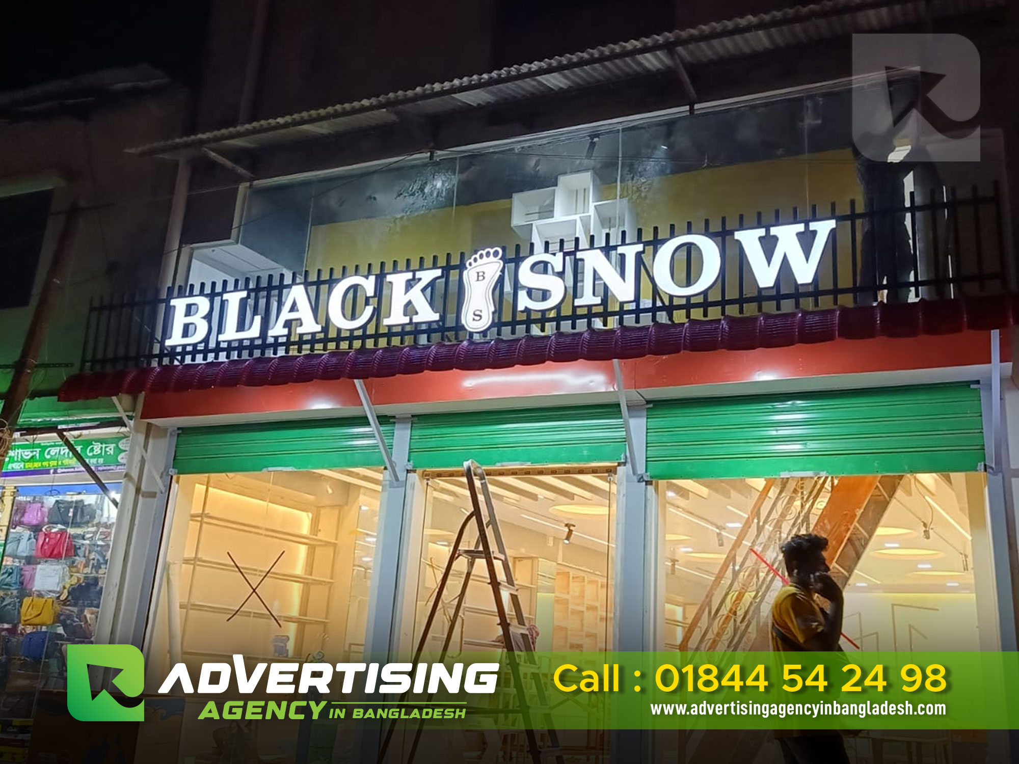 LED shop sign Branding in bangladesh for Black Snow